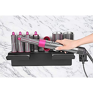 EUTRKei Storage Holder for Dyson Airwrap Curling Iron Accessories Wall Mounted, Metal Organizor Rack, Attachments Bracket Rack for Bedroom Bothroom, Black