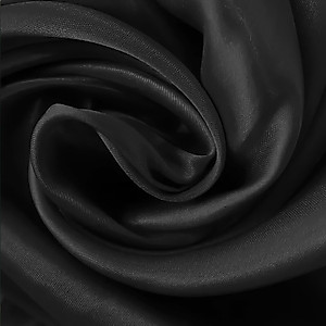 vimate Black Silk Feeling Scarf, 35'' Square Retro Soild color Satin Headband Scarf for Hair Wrapping at Night (Black)