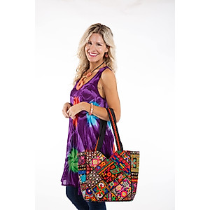 Kaleidoscope Accessories Banjara Bag Tote Collection, Medium Handbag, Black Multi