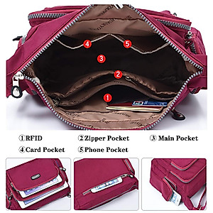MINTEGRA Crossbody Bag for Women Anti-theft RFID Card Slot Multi Pocket Shoulder Bag Nylon Lightweight Messenger Bag