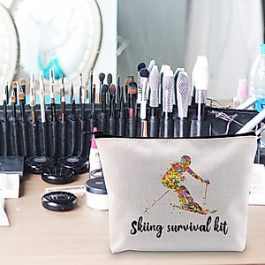 POFULL Skiing Bag Skiing Team Gifts Skiing Survival Kit For Ski Lover Skiing Gift For Enthusiasts Cosmetic Bag (Skiing survival kit bag)