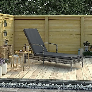 MBFLUUML Outdoor Lounge Chair, Sun Lounger with armrests Polyethylene Rattan Grey, Suitable for Outdoor situations Such as terraces, Poolside, Backyard, etc.