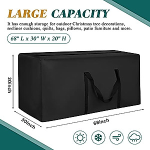 Patio Cushion Storage Bags Rectangular Outdoor Furniture Cushion Storage Bag Garden Cushion Storage Covers with Zipper and Handles 173x76x51cm Black