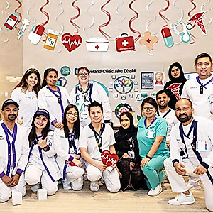 Levfla 30pcs Nurse Party Hanging Swirls Decoration for Nurse Graduation Party,Nurse Appreciation Week,Nurse Life Medical Theme Party Supplies Ideas RN BSN Whirls Favor