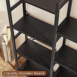 SUPERJARE Triple 4 Tier Bookshelf, Bookcase with 11 Open Display Shelves, Wide Book Shelf Book Case for Home & Office, Black