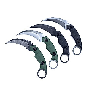 Sosoin survival tactical hunting double edge fixed Claw knife with sheath (black blade with black handle)