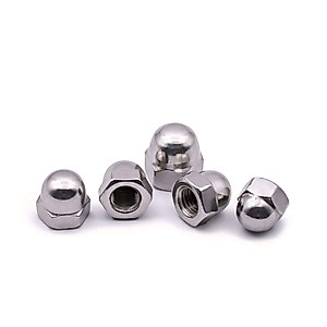 M10-1.5 (20 pcs) Acorn Hex Cap Nuts Metric Dome Head Nuts, 304 Stainless Steel 18-8, Plain Finish, DIN1587