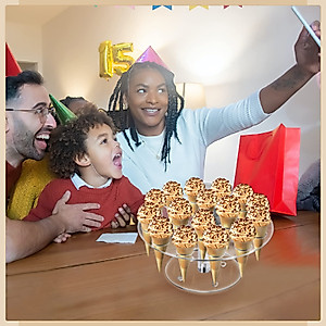 2 Pieces Ice Cream Cone Holder with 100 Pieces Disposable Wood Cones, 16 Holes Food Stand Acrylic Cone Display Stand Hand Roll Sushi Stand Rack for Weddings Baby Showers Birthday Parties Favors