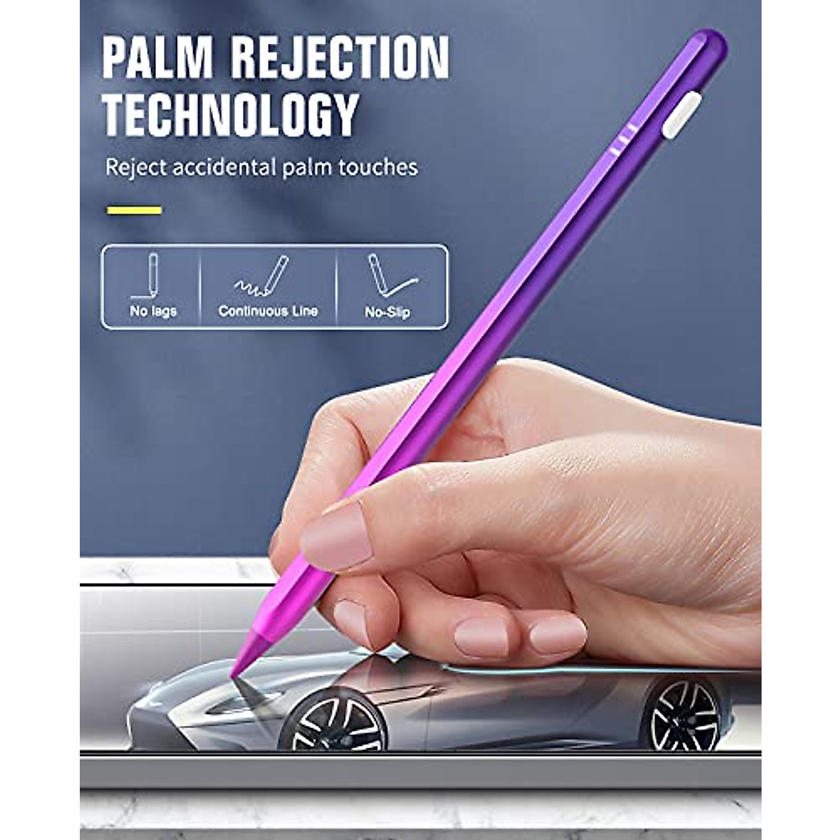 TiMOVO Stylus Pen for Apple iPad Pencil 10/9/8/7/6th Generation,iPad Air 5/4/3th Pencil 2nd Generation for 2018-2022 Apple iPad Pro 12.9/11,iPad Mini 6/5th Palm Rejection iPad Stylus,Gradient Purple