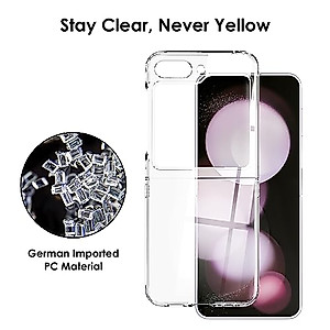 ZIULQIK for Samsung Galaxy Z Flip 5 Case, Clear Shockproof Zflip5 Phone Cover, Slim Thin Protective Cases for Flip5 5G Phone - Transparent