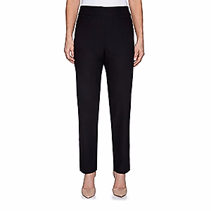 Alfred Dunner Petite Womens PetiteClassic Allure Fit Proportioned Pant with Elastic Comfort Waistband, Black, 8P