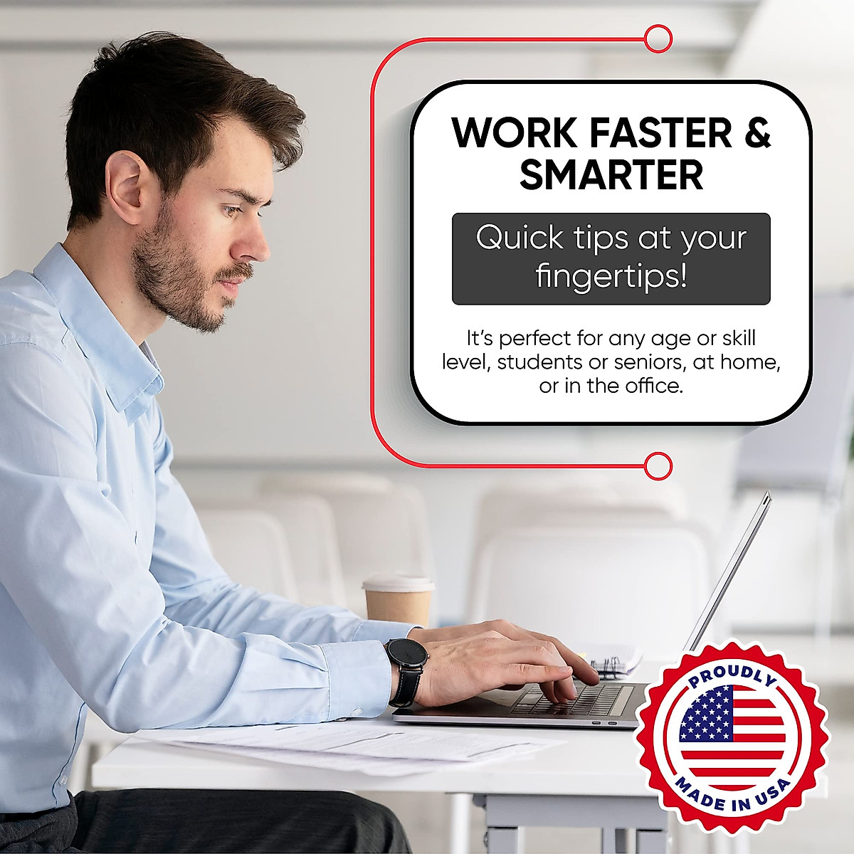 SYNERLOGIC Mac OS (Sonoma/Ventura/Monterey/Etc) Keyboard Shortcuts, M1/M2/M3/Intel No-Residue Clear Vinyl Sticker, Compatible with 13-16-inch MacBook Air and Pro