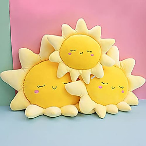 unlockgift Cuddly Plush Sun Pillow, Cloud Decorative Pillow for Bedroom, Playroom, Nursery, Cute Photo Props Pillow-01 Sun,17.5"
