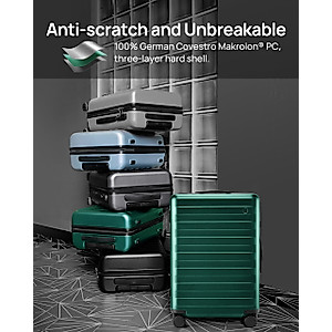 NINETYGO Carry on Luggage 22x14x9 Airline Approved with USB Port, 20 Inch Hardshell Spinner Hardside Suitcase with Wheels, TSA Lock for 3-5 Days Travel Quick Getaway Business, 38L, Emerald Green