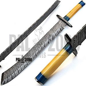 PAL 2000 HUNTING KNIVES KNI-9909 Custom Handmade Damascus steel 25 Inch Knife With Sheath