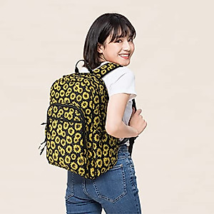 DONGGANGAJI Women's Campus Backpack with wallet set , Casual Daypack Backpacks with trolley sleeve (Sunflower)