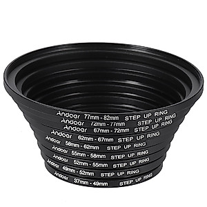 Filter Ring Adapter, Andoer 18pcs Camera Lens Filter Metal Adapter Ring Kit (9pcs Step Up Set & 9pcs Step Down Ring Set)