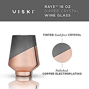 Viski Dipped Crystal Wine Glasses Stemless, 2 Count (Pack of 1)