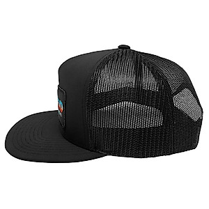 HOOEY Rodeo Adjustable Snapback Trucker Mesh Back Hat with Logo (Black/Red/Blue)