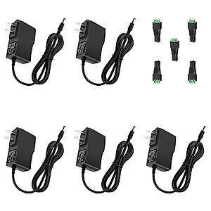 Arkare 5V 1A Power Supply Adapter DC 5V 1000mA Power Cord AC/DC Charger AC 100V-240V to DC 5 Volt 1Amp 0.5A for Security Camera Baby Monitor Graco Swing TV Box Raspberry Pi USB Type C (5 Pack)