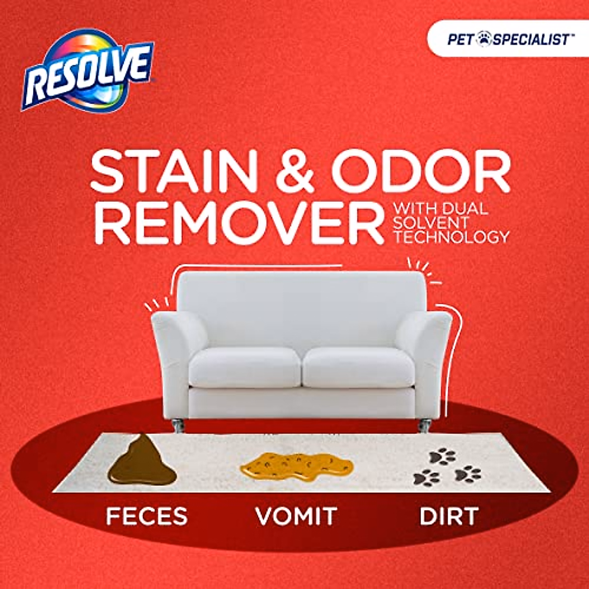 Resolve Pet Specialist Carpet Cleaner, Pet Stain and Odor Remover, Carpet Cleaner Spray, 32fl oz Spray & 60fl oz Refill