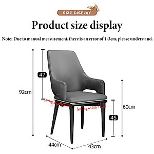 RILOOP Mid Century Modern Dining Chairs,Pu Leather Upholstered Dining Chairs with Black Metal Frame, Kitchen & Dining Room Chairs Armrests Side Chairs for Dining Room,Living Room/C/43 * 44 * 92Cm