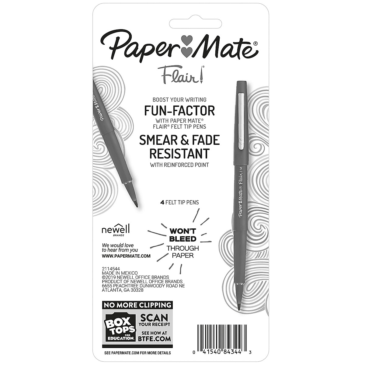 Paper Mate Flair Felt Tip Pens, Medium Point (0.7mm), Black, 4 Count