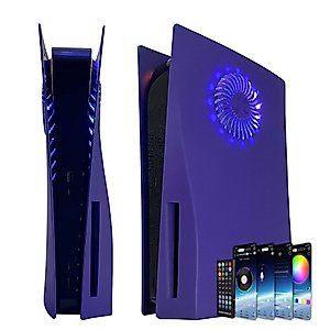 Faceplate for PS5 with RGB Light Strip and Dust Filter for Cooling Vents DOBEWINGDELOU 400+ Effects LED Light Ring Console Cover for PS 5 Disc Edition DIY Decoration Kit Accessories Purple