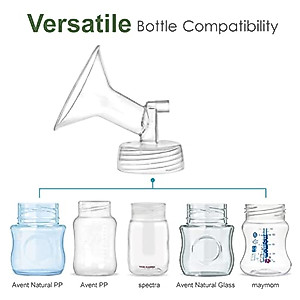 2X 17 mm Maymom Wide Neck Pump Parts Compatible with Spectra S1/S2 Pumps; Incl Wide Mouth Flanges; Not Original Spectra Flange; Replaces Spectra Shield (Two Small Flanges)