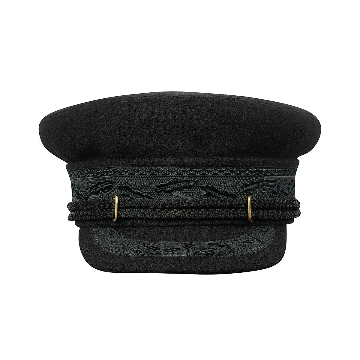 Sterkowski Model Hamburg Sailor Cap | Woolen Cloth Breton Cap for Men and Women | Fisherman hat Yacht Captain hat Boater hat Men Sailor hat Women Boat Captains hat Greek Fisherman hat 63 cm Black