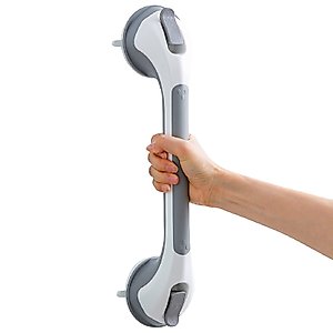 TAILI Shower Grab Bar 16 Inch Suction Cup Grab Bars for Bathroom & Shower, Removable Shower Safety Handle Heavy Duty Bathtub Grip for Seniors & Elderly, Strong Handrails No Drilling Waterproof, Grey