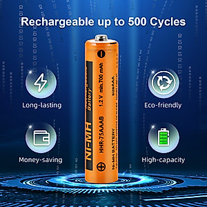 INF·AAA·L 8PCS HHR-75AAA Ni-MH Rechargeable Battery for Panasonic AAA Cordless Phones Batteries, 700mAh