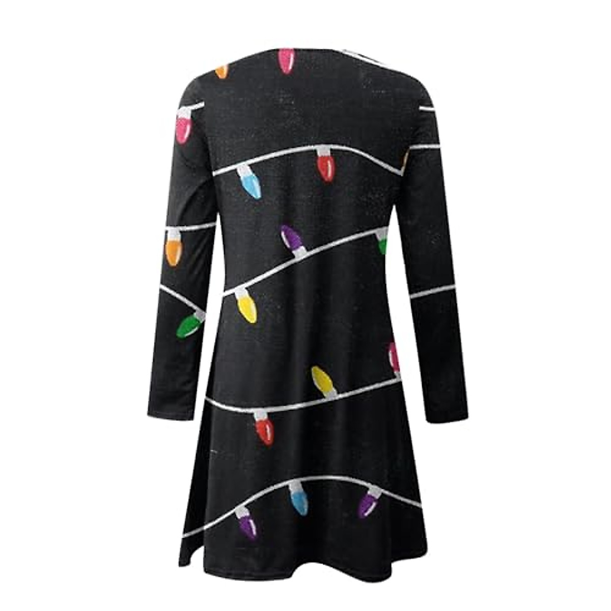 Women's Christmas Tree Printed Tunic Dress Long Sleeve Crewneck Casual Swing Loose T-Shirt Dress 2024 Fall Outfits Womens Plus Size Party Dress Women Dresses for Wedding Black B