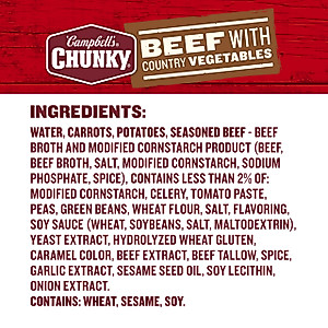Campbell’s Chunky Soup, Beef Soup with Country Vegetables, 18.8 Oz Can