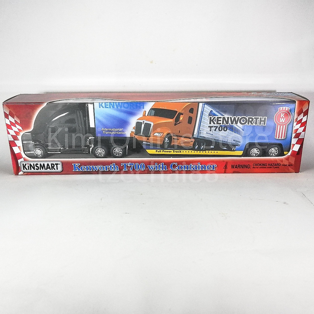KiNSMART Kenworth T700 Container Truck 1:68 Die Cast Metal Model Toy Truck Black