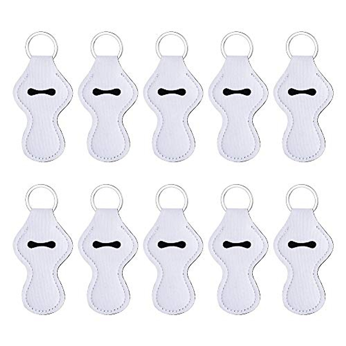 10pcs Sublimation Blanks Chapstick Holder Keychains Bulk Lipstick Holder Keychains Chapstick Keyring Holder (White)