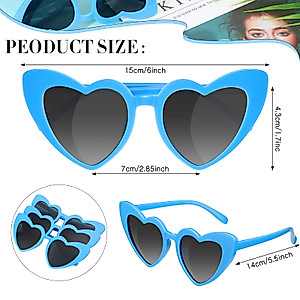 Flutesan 12 Pairs Bachelorette Sunglasses Heart Sunglasses Bulk Heart Shaped Sunglasses Bachelorette Party Supplies for Women(Blue)