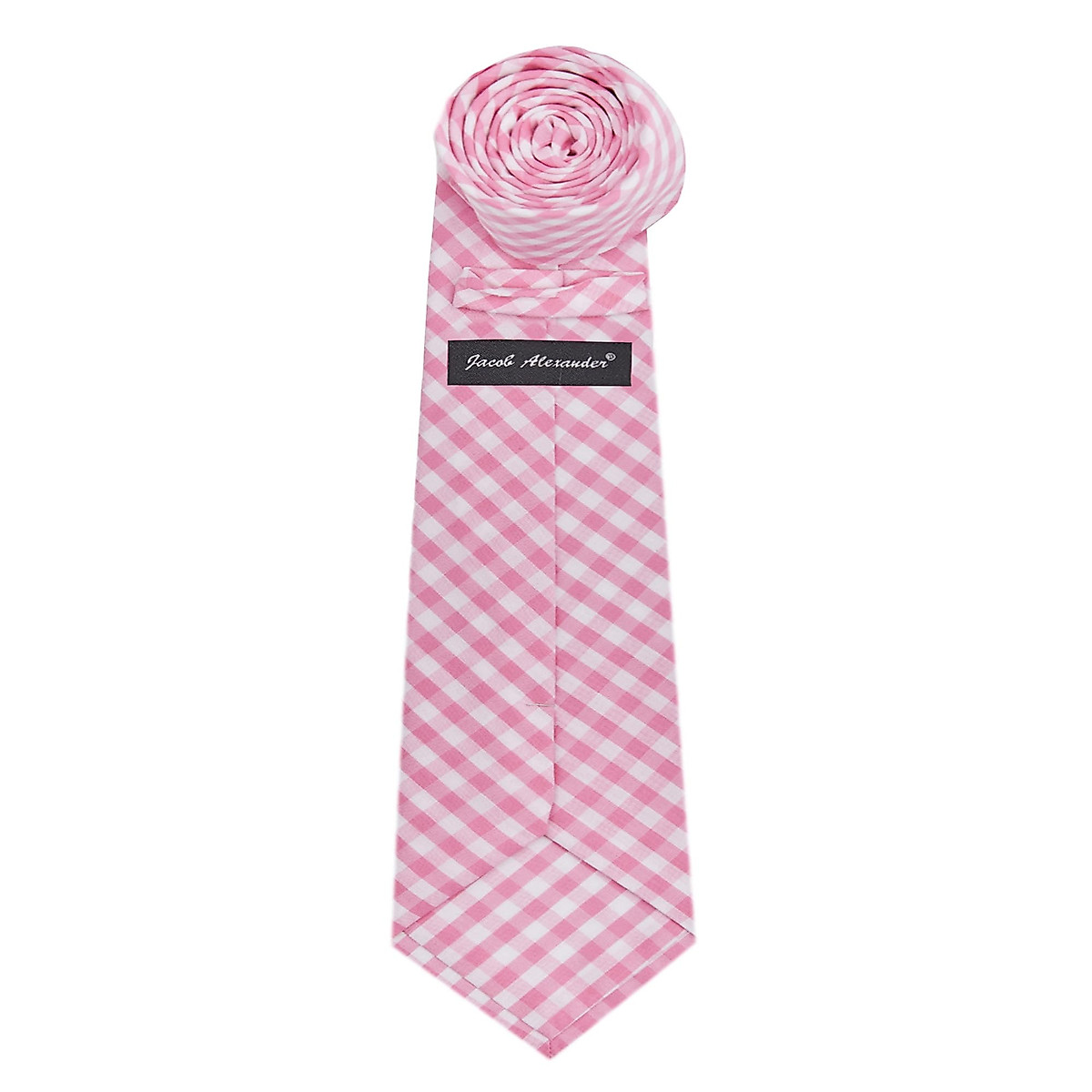 Jacob Alexander Men's Gingham Checkered Pattern Neck Tie - Regular - Pink