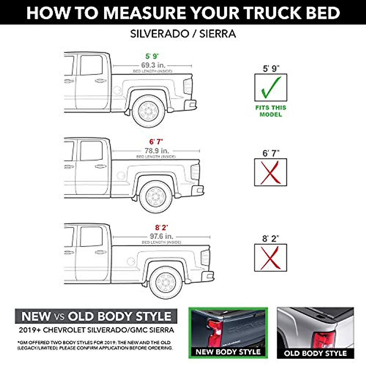 TruXedo Deuce Hybrid Truck Bed Tonneau Cover | 771801 | Fits 2014 - 2018, 2019 Limited/Legacy Chevy/GMC Silverado/Sierra 1500 5' 9" Bed (69.3")