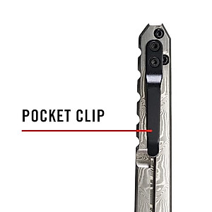 Coast Founder's Collection LX533 ORIGIN, Gentleman's EDC Folding Pocketknife, DAMASCUS Stainless-Steel Handle, Flipper Tab, Frame Lock, Pocket Clip, Black Nitride Stainless-Steel Blade