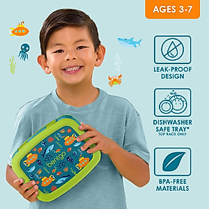 Bentgo Kids Prints Leak-Proof, 5-Compartment Bento-Style Kids Lunch Box - Ideal Portion Sizes for Ages 3-7, Durable, Drop-Proof, Dishwasher Safe, & Made with BPA-Free Materials (Submarine)