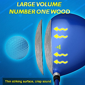 PGM Golf Club Set - Junior Complete Golf Club Set for Kids Children - Right Handed - Driver(#1), Hybrid, Iron(#7,#9,#S), Putter, Golf Stand Bag