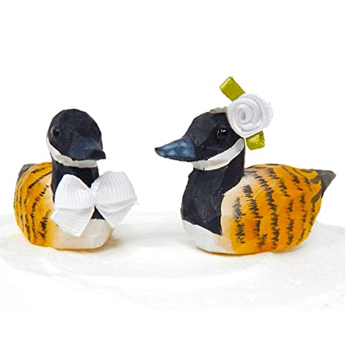 Selsela Canada Goose Figurine Decoration Handmade Wooden Statue Duck Art Decoy Carved Bird Geese Branta Small Animal Collectible