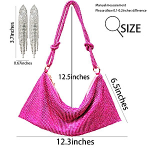Rumdin Rhinestone Purse Chic Sparkly Pink Purse Hobo Bags for Women rhinestone clutch purses for women