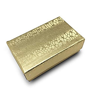 TheDisplayGuys 100-Pack #21 Cotton Filled Cardboard Paper Jewelry Box Gift Case - Gold Foil (2 5/8" x 1 5/8" x 1")