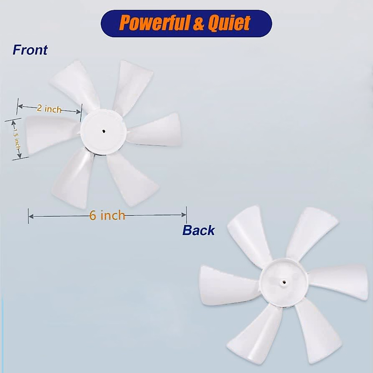 SVNR 6" RV Vent Fan, 2 Pack RV Bathroom Vent Fan Blades Replacement for RV Fan, Fits for Heng's, Elixir, Ventline, Jensen roof Vents, Range Hoods or Any 12 Volt Motor with a 0.094-inch D-Shaped Shaft