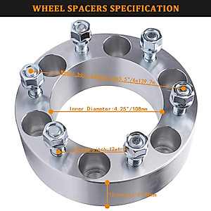 BRTEC 2 in Wheel Spacer 6x5.5 6x139.7mm Hub Bore 4.25"/108mm Wheel Spacers for 2001-2015 for Lexus GX470; for Toyota 4Runner/Tacoma/Sequoia/FJ Cruiser; for Hummer H3 Alpha Wheel Spacers 4pcs