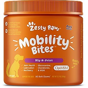 Mobility Bites for Dogs, Hip and Joint, All Ages, Duck, 90 Soft Chews, 12.7 oz (360 g), Zesty Paws Discontinued Listing DO NOT Buy