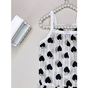 QWINEE Heart Print Dog Cat Dress Dog Princess Dresses Party Birthday Puppy Tutu Skirt Chihuahua Teddy Pomeranian Dress Pet Clothes for Small Medium Large Dogs Cats Kittens Black and White M