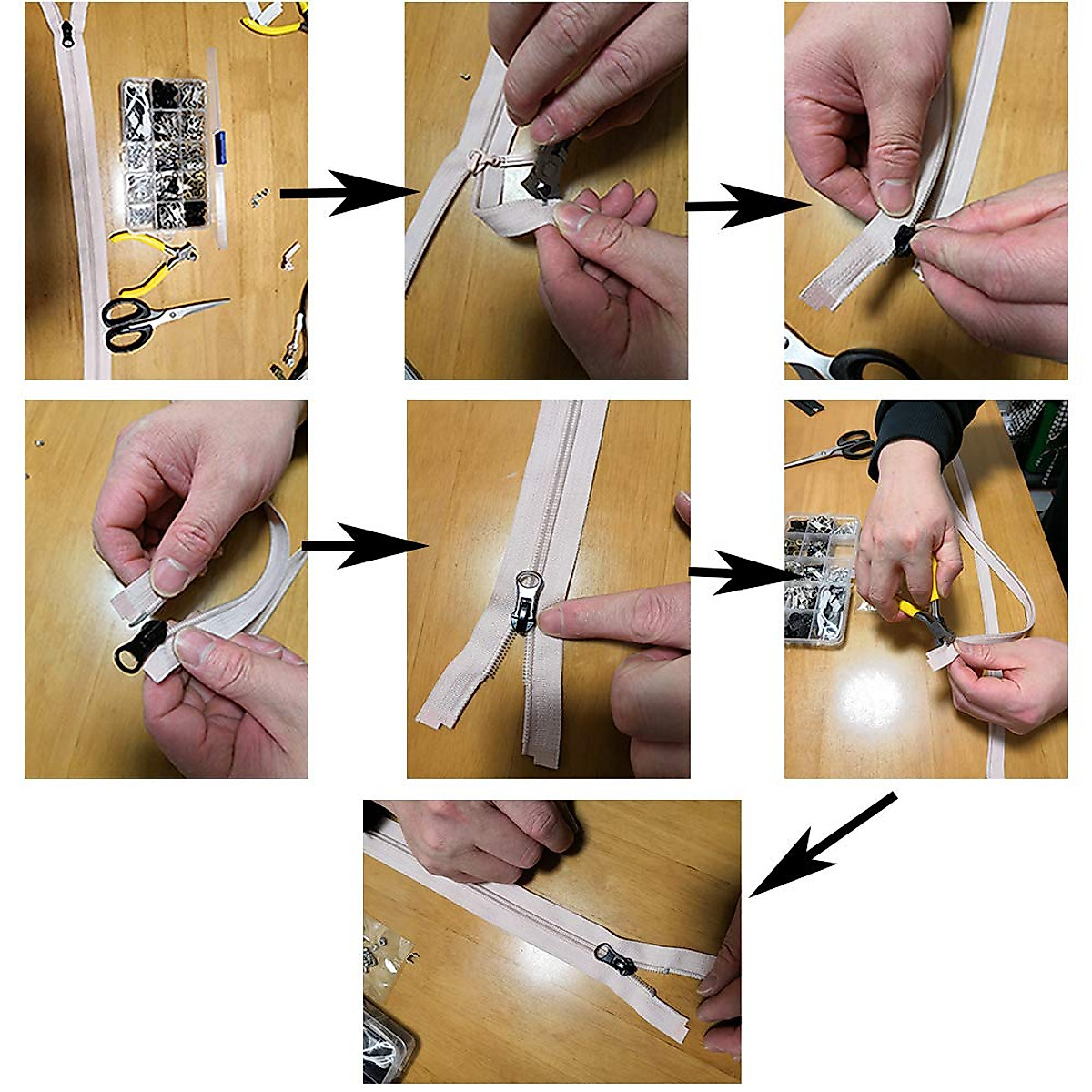 Meikeer 252 Pieces Zipper Repair Kit Replacement Zipper, Zipper Pulls, Installation Tools for Bags Tents Luggage Sleeping Bag Jacket Outdoor